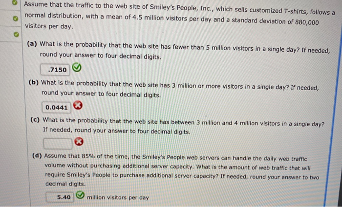 Solved Assume that the traffic to the web site of Smiley's | Chegg.com