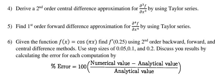 Solved 4) Derive a 2nd order central difference | Chegg.com