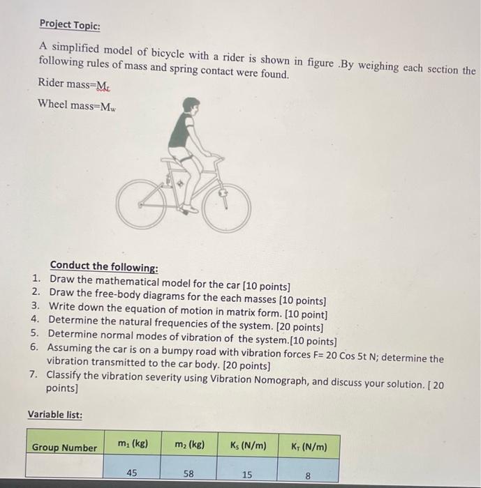 Solved Project Topic: A simplified model of bicycle with a | Chegg.com