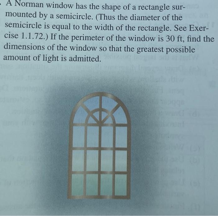 Solved A Norman window has the shape of a rectangle | Chegg.com