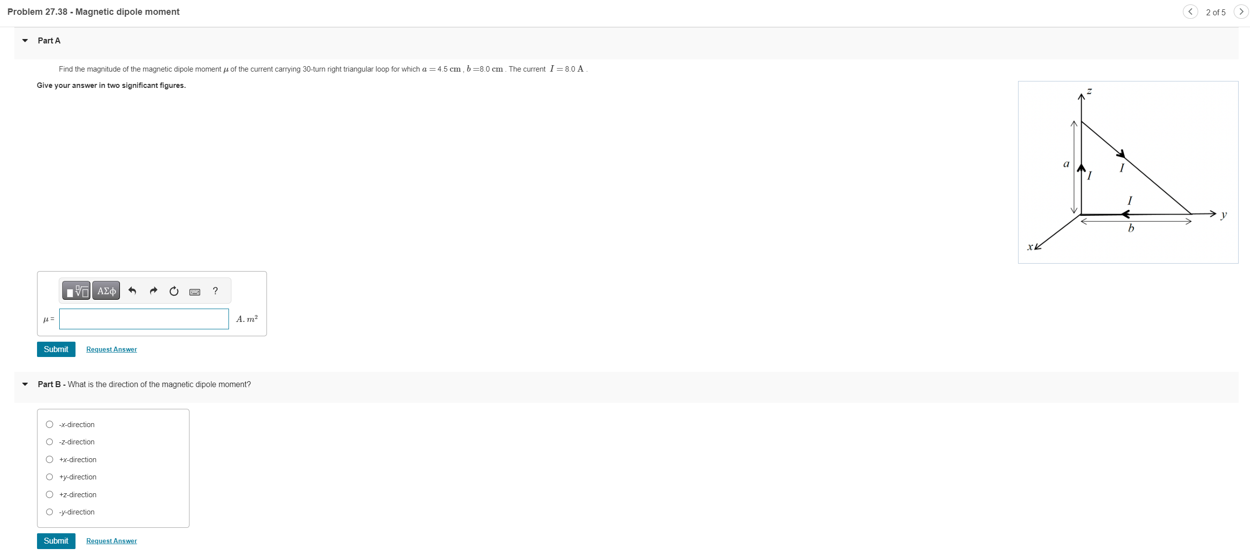 Solved Q:2 ﻿Problem 27.38 - ﻿Magnetic dipole momentP Part | Chegg.com