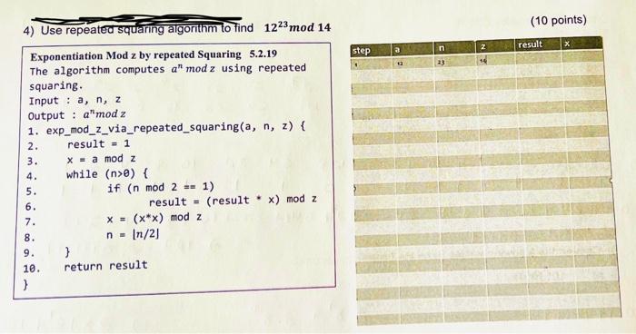 Solved (10 points) result x 고 n a step ta 4) Use repeated | Chegg.com