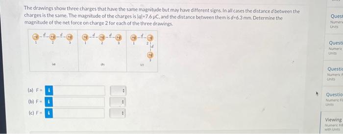Solved The drawings show three charges that have the same | Chegg.com