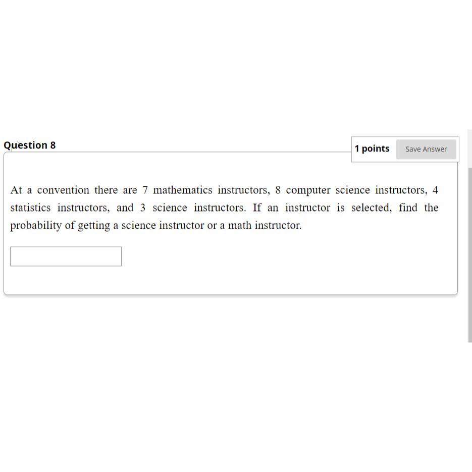 Solved Question 81 ﻿pointsAt a convention there are 7 | Chegg.com