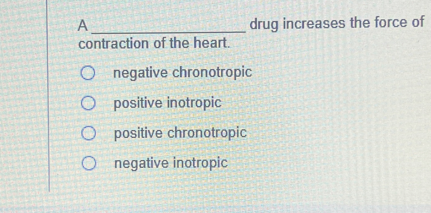 Solved A q, ﻿drug increases the force of contraction of the | Chegg.com