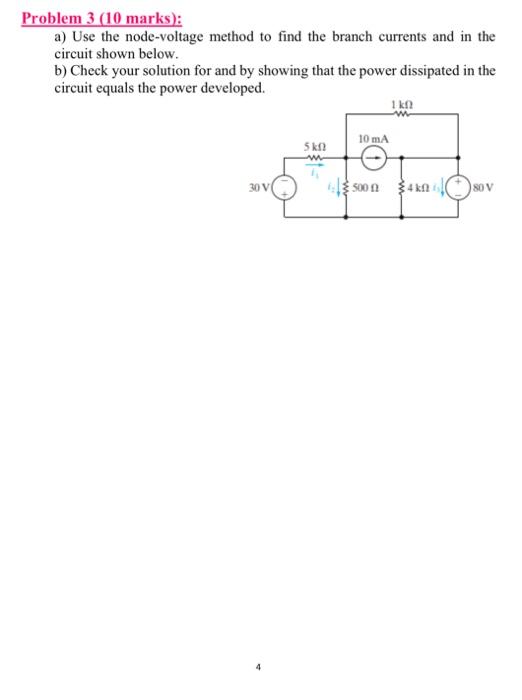 Solved Problem 1 (10 marks): Determine the voltages va and | Chegg.com