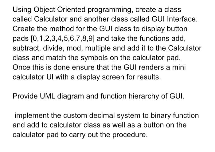 Solved Using Object Oriented programming, create a class | Chegg.com