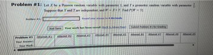Solved Problem \# 1: Let X be a Poisson random variable with | Chegg.com