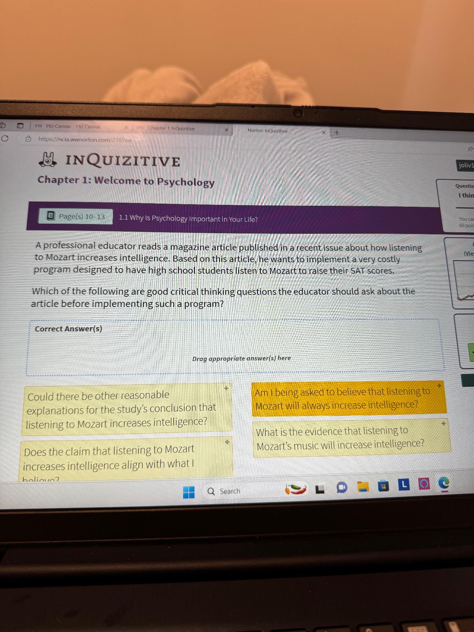 Solved INQUIZITIVEChapter 1: Welcome to Psychology1.1 ﻿Why | Chegg.com