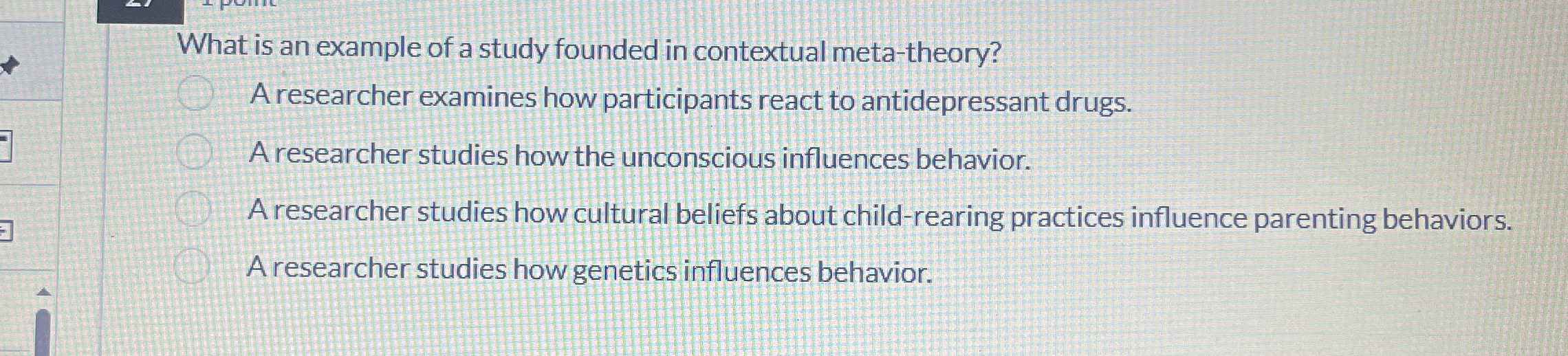 Solved What is an example of a study founded in contextual | Chegg.com