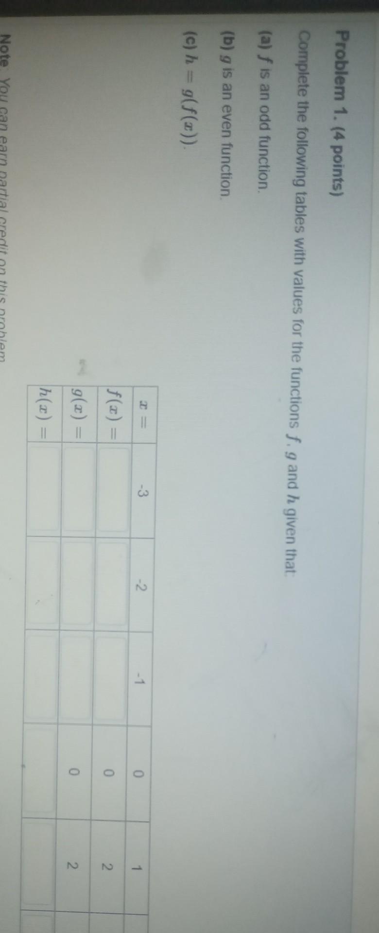 Solved Problem 1. (4 points) Complete the following tables | Chegg.com