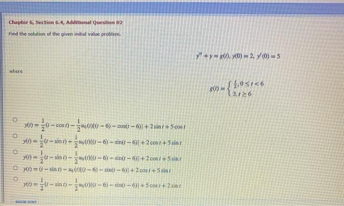 Solved Chapter 6, Section 6.6, Additional Question 02 Find | Chegg.com