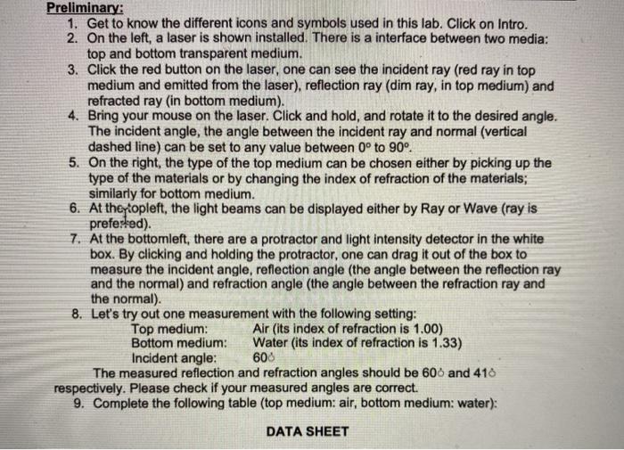 Preliminary: 1. Get to know the different icons and | Chegg.com