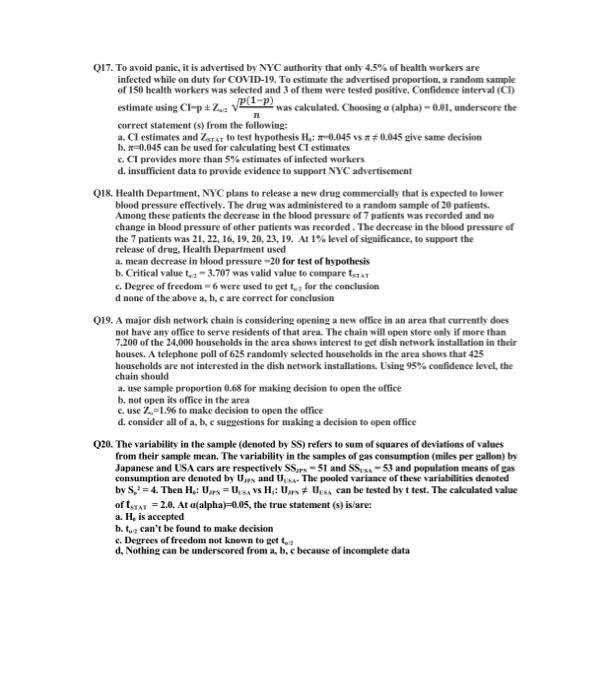 Solved Q17. To avoid panic, it is advertised by NYC | Chegg.com