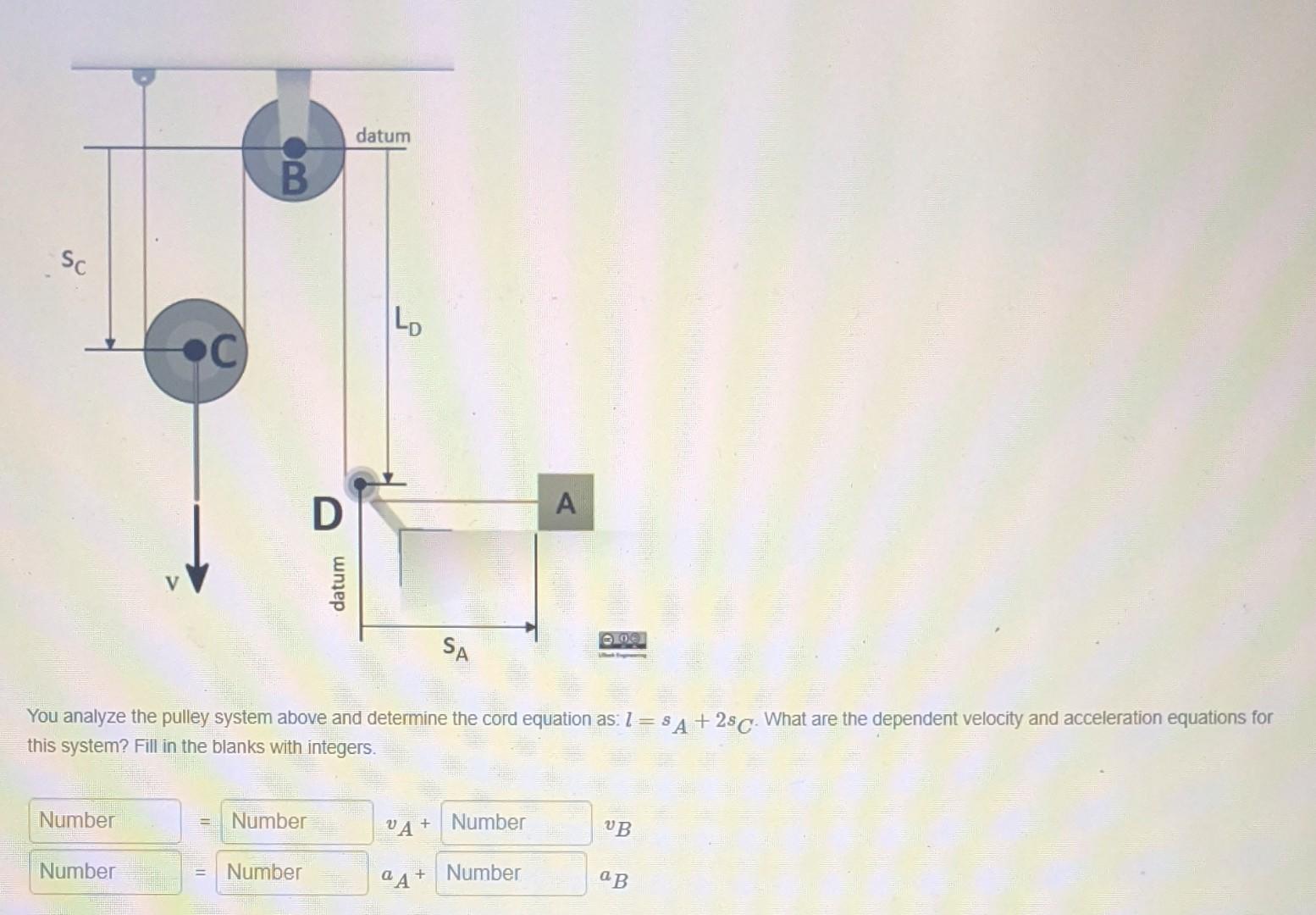 Solved datum B Sc LD C D A datum You analyze the pulley | Chegg.com