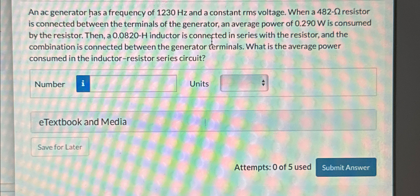 Solved An ac generator has a frequency of 1230Hz ﻿and a | Chegg.com