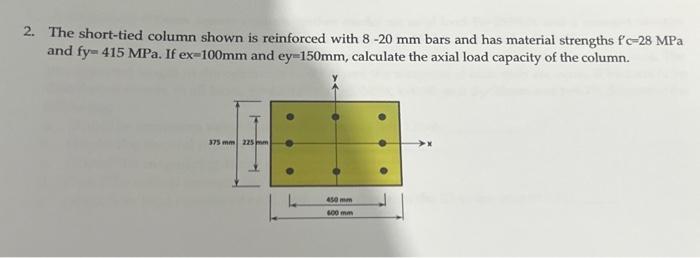 Solved 2. The short-tied column shown is reinforced with | Chegg.com