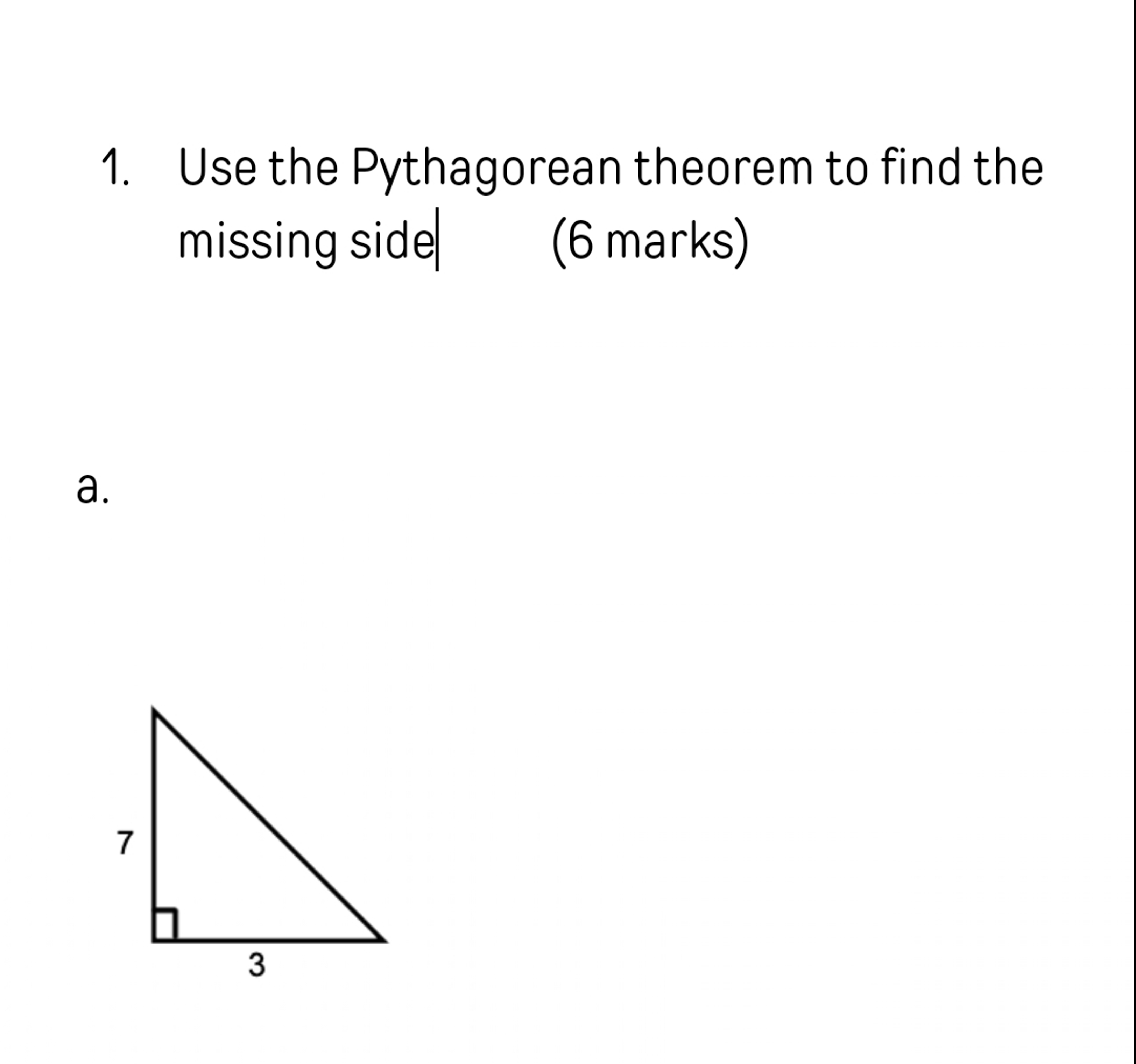 Solved Use the Pythagorean theorem to find themissing side | Chegg.com