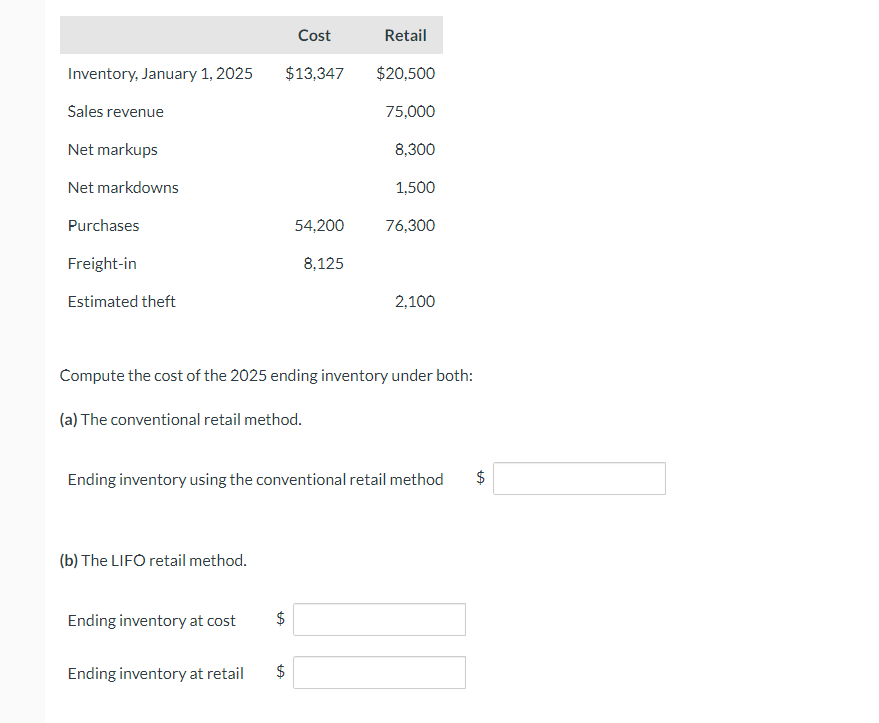 Solved compute the cost of the 2025 ﻿ending inventory under | Chegg.com