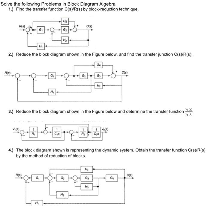 Solved Solve the following Problems in Block Diagram Algebra | Chegg.com