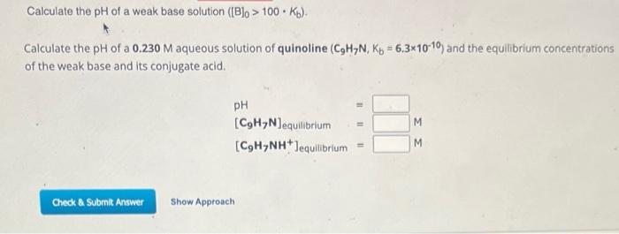 Solved Calculate the pH of a weak base solution | Chegg.com