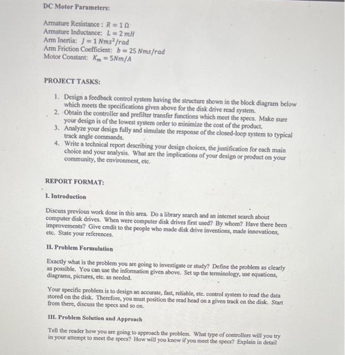 A Disk Drive Read System Design As shown in the | Chegg.com