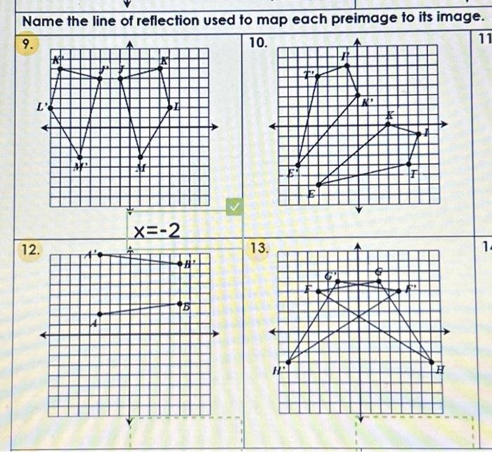 Name the line of reflection used to map each preimage | Chegg.com