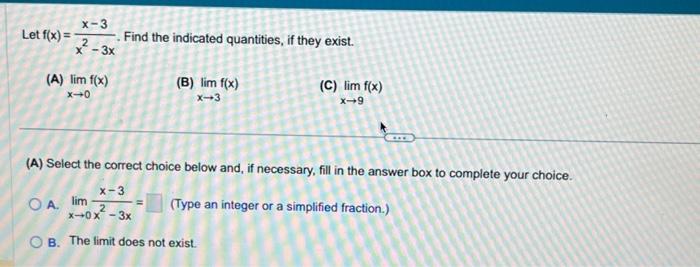 Solved Let f(x)=x2−3xx−3. Find the indicated quantities, if | Chegg.com