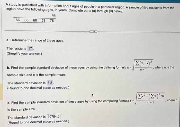 Solved A study is published with information about ages of | Chegg.com
