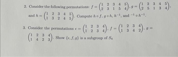 Solved 2. Consider the following permutations: | Chegg.com