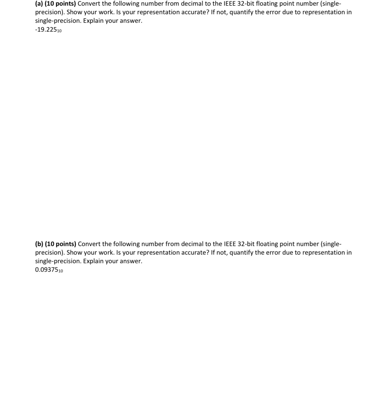 (a) (10 ﻿points) ﻿Convert the following number from | Chegg.com