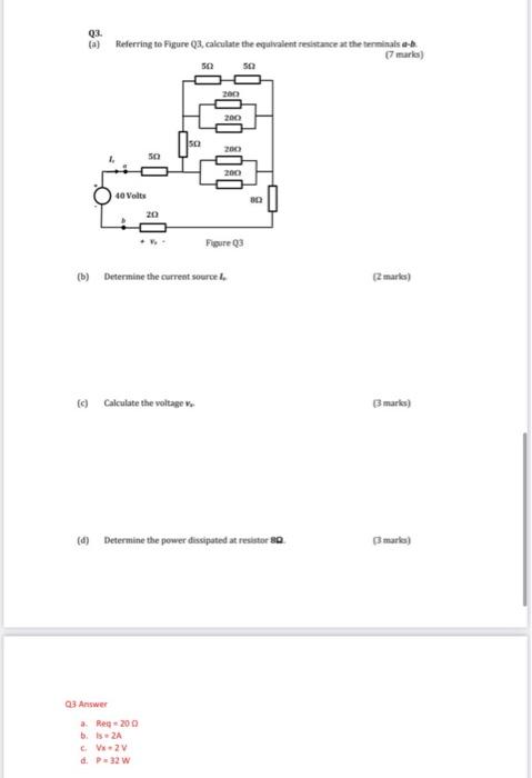 Solved Figure Q2 shows an electrical cireul with resistors | Chegg.com
