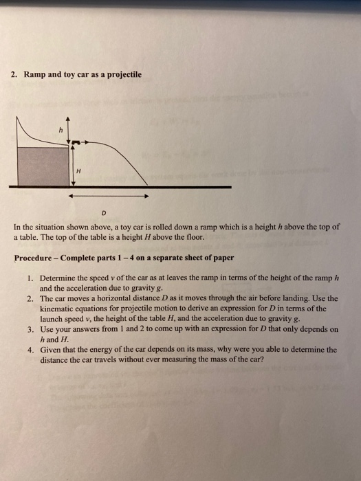 Solved 2. Ramp and toy car as a projectile In the situation | Chegg.com
