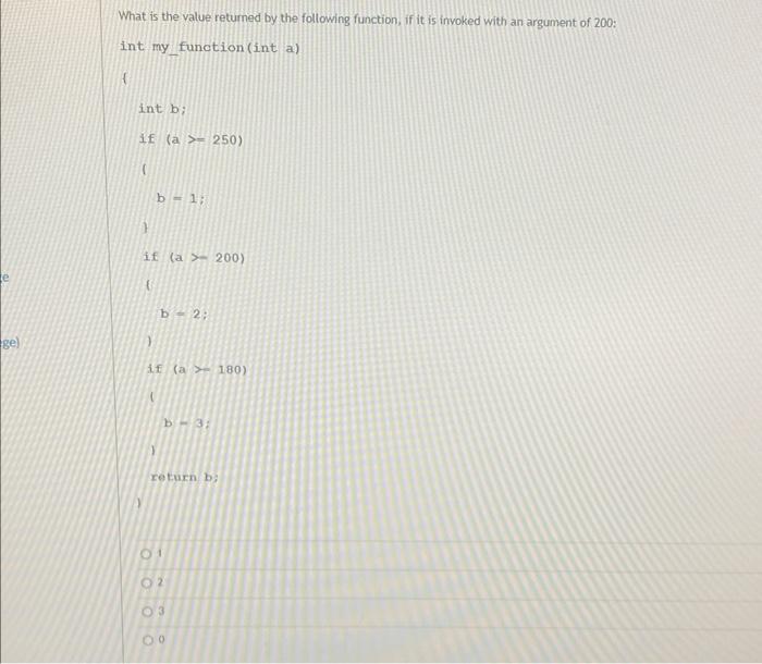 Solved What is the value returned by the following function, | Chegg.com