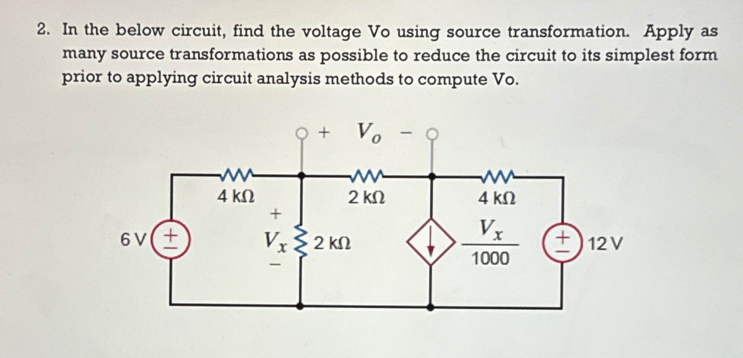 Solved In the below circuit, find the voltage Vo using | Chegg.com