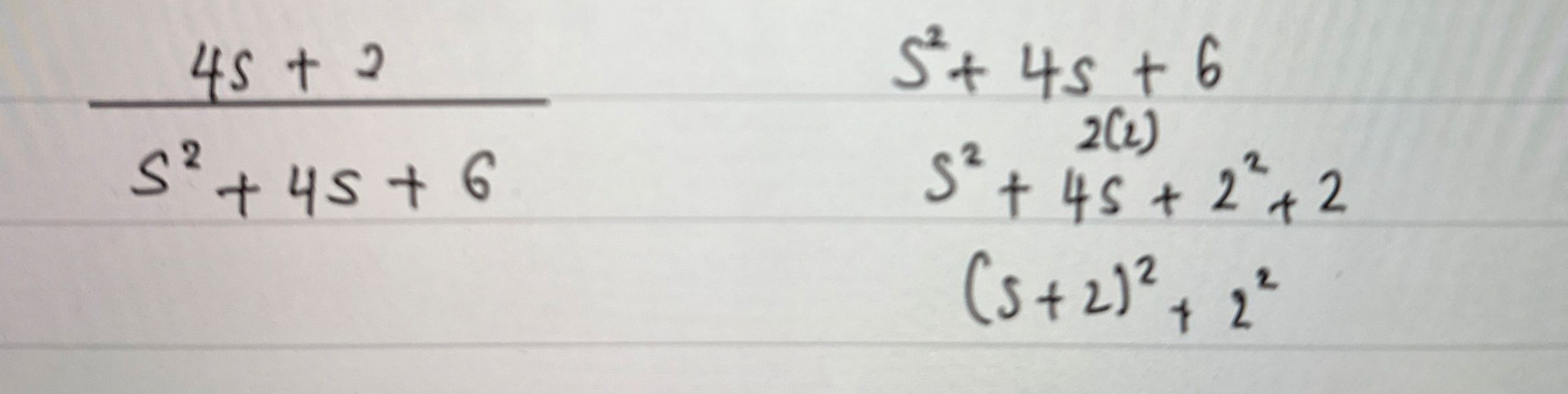 Solved 4s+2s2+4s+6,s2+4s+6,s2+4(2)+22+2,(s+2)2+22Solve as | Chegg.com