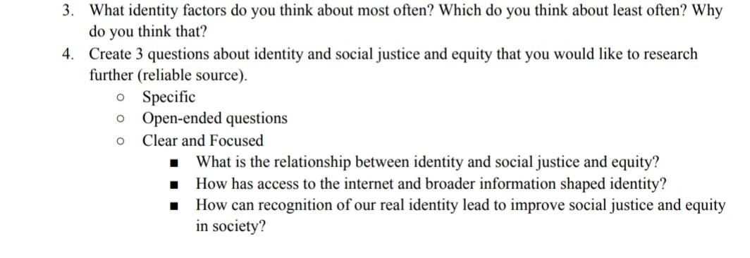 3. What identity factors do you think about most | Chegg.com