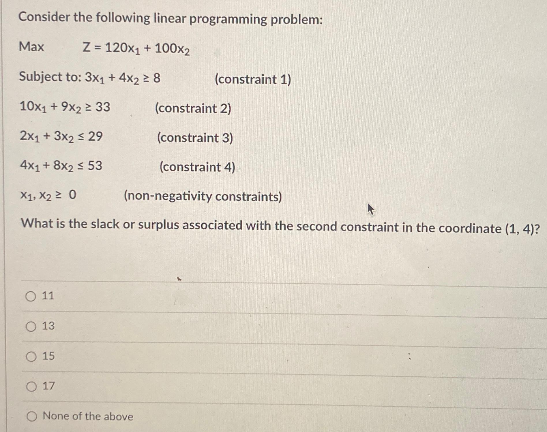 Solved Consider the following linear programming problem: | Chegg.com