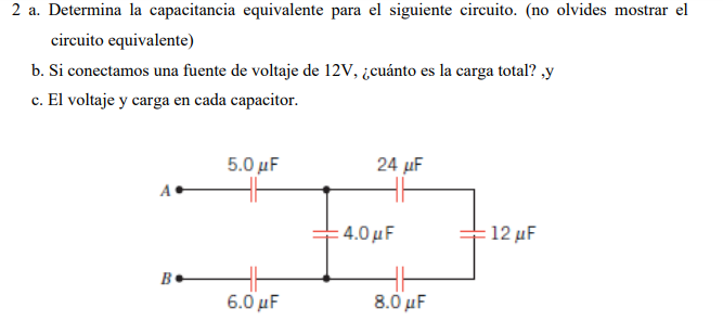 Solved a. ﻿Determina la capacitancia equivalente para el | Chegg.com