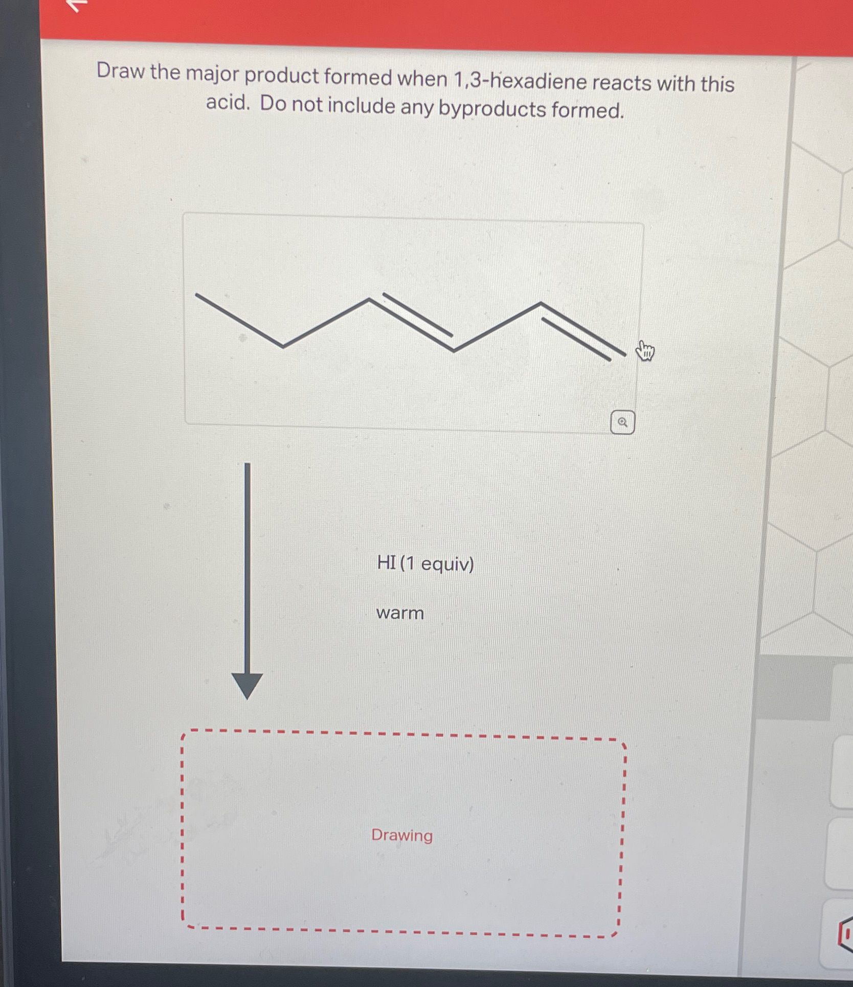 Solved Draw the major product formed when 1,3-hexadiene | Chegg.com