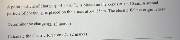 Solved A point particle of charge q1=4.5×10−6C is placed on | Chegg.com