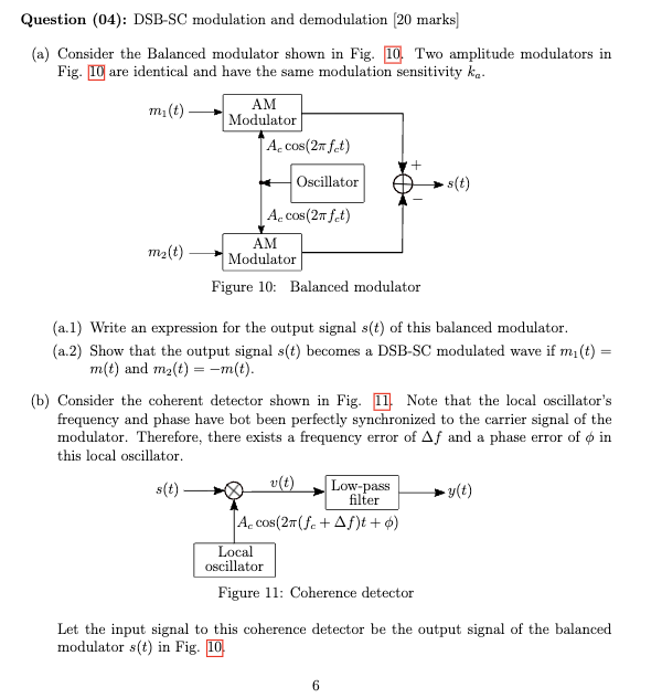 Question (04): DSB-SC ﻿modulation and demodulation | Chegg.com