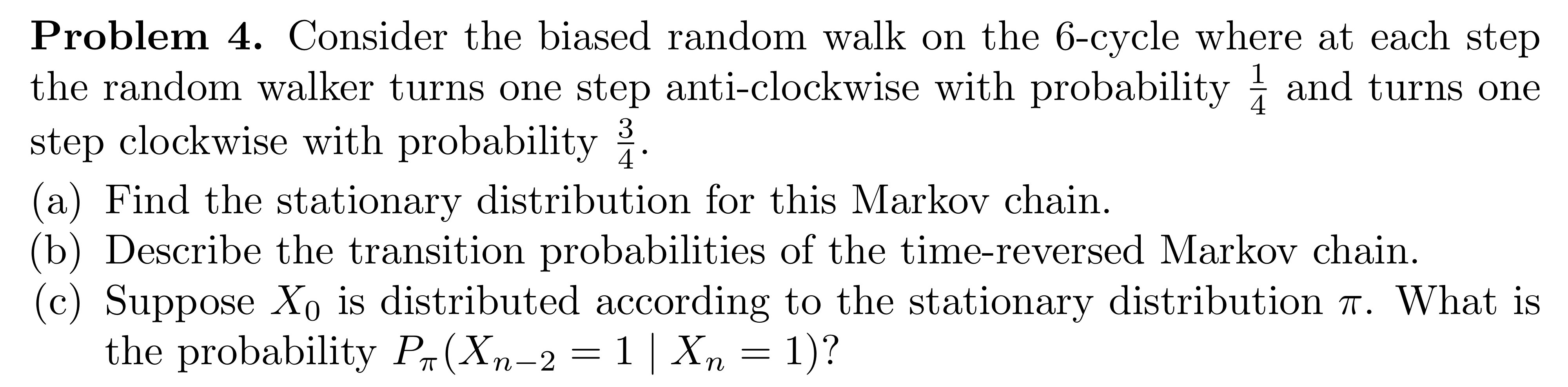Solved Problem 4. ﻿Consider the biased random walk on the | Chegg.com