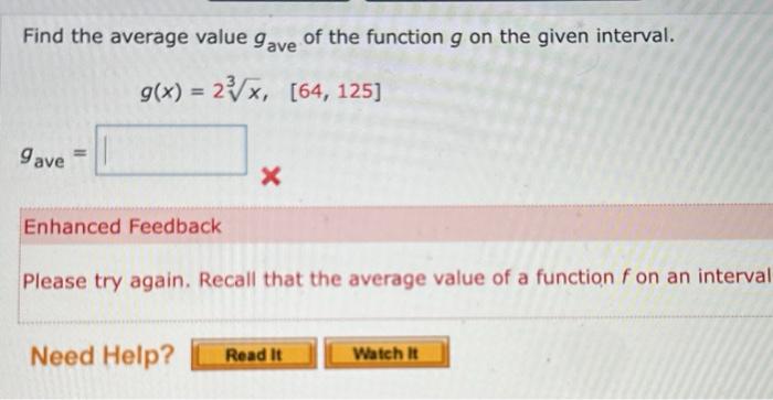 Solved Find The Average Value Gave Of The Function G On The