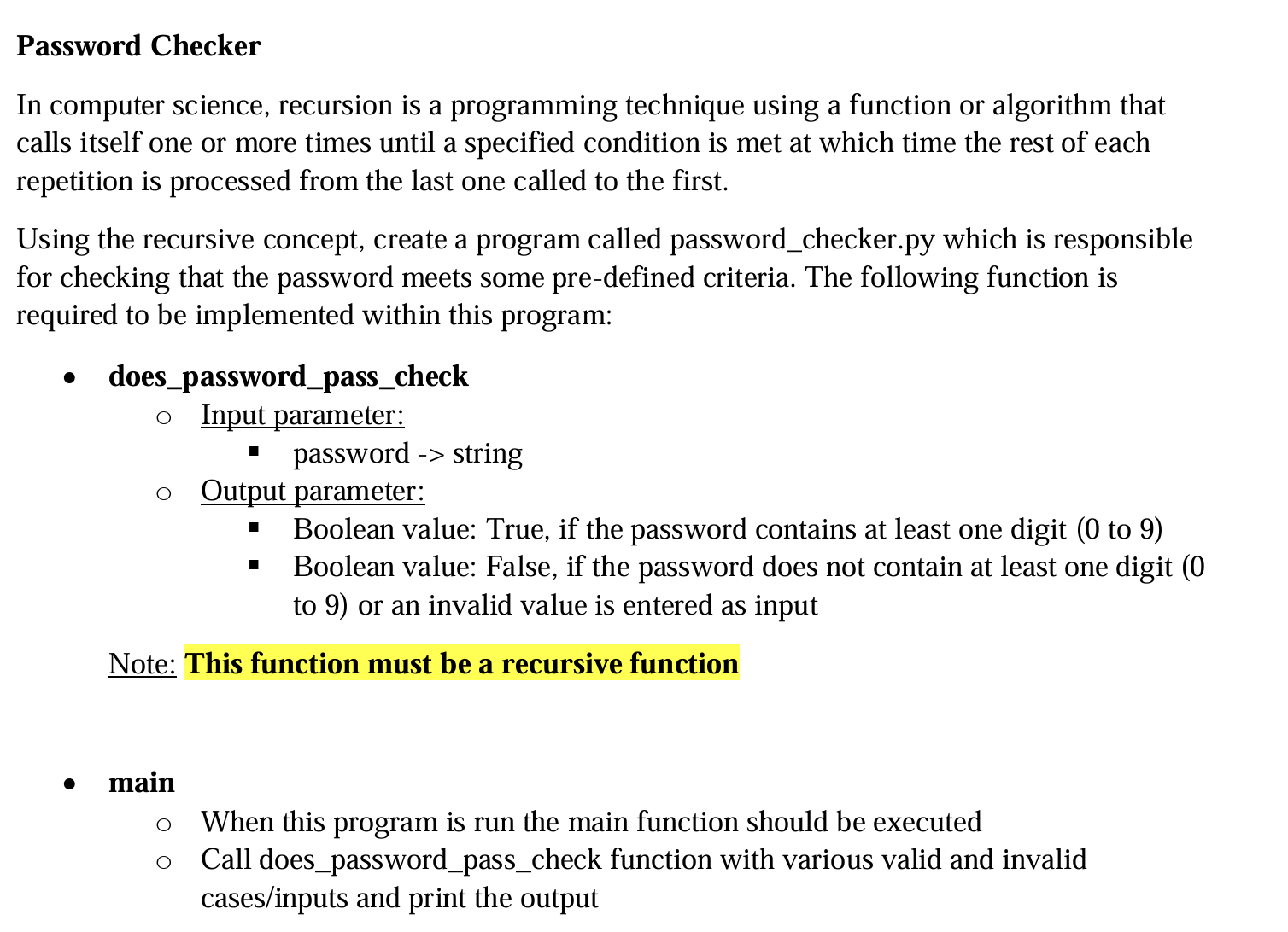 Solved Password CheckerIn computer science, recursion is a | Chegg.com