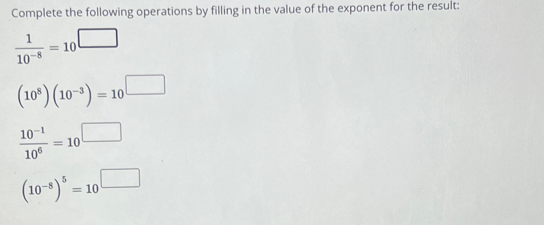 Solved Complete the following operations by filling in the | Chegg.com