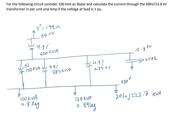 Solved For the following circuit consider 100 kVA as Sbase | Chegg.com