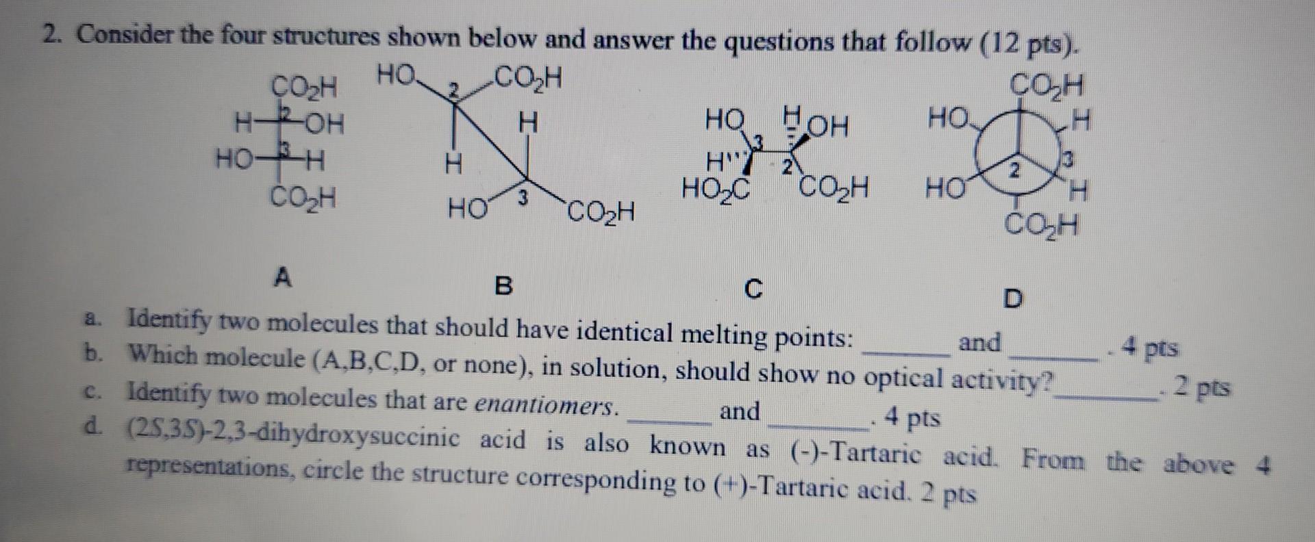 Solved 2. Consider the four structures shown below and | Chegg.com
