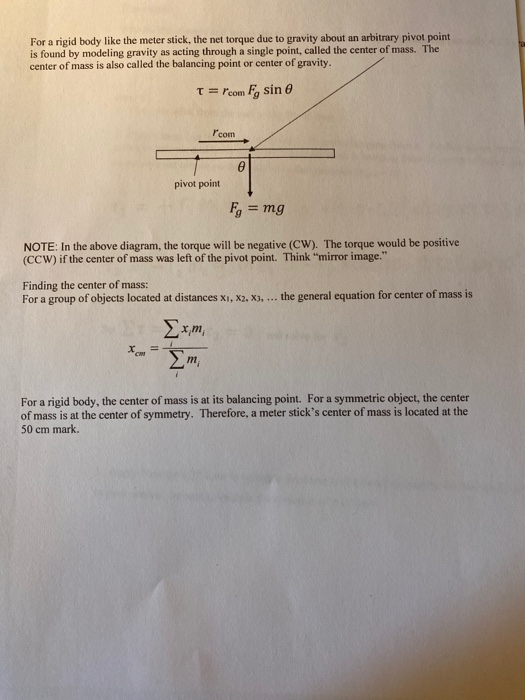 Solved Lab 8: Torque and Equilibrium What you should learn: | Chegg.com