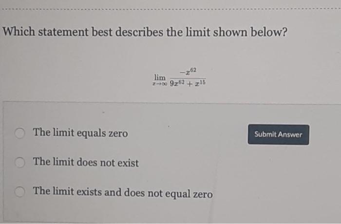 Solved Determine the limit shown below in simplest form. -2x | Chegg.com